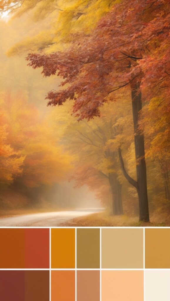 What shades can be found in the autumn color palette ...